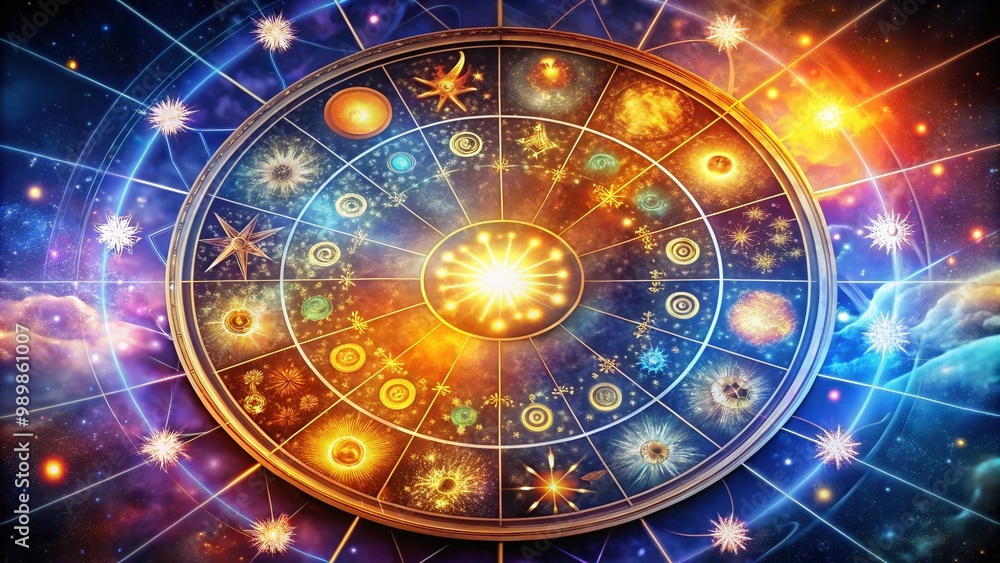 Celestial Angles and Astrology Symbols Representing Zodiac Signs in an ...