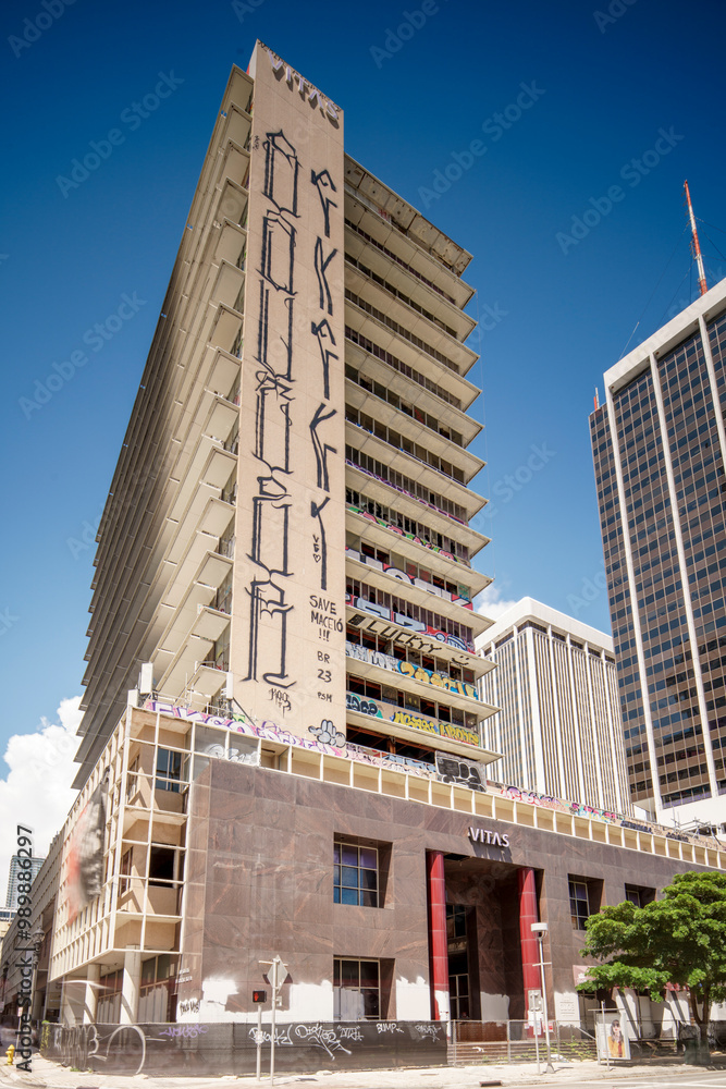 Vitas Building Downtown Miami shut down and covered in graffiti Stock ...