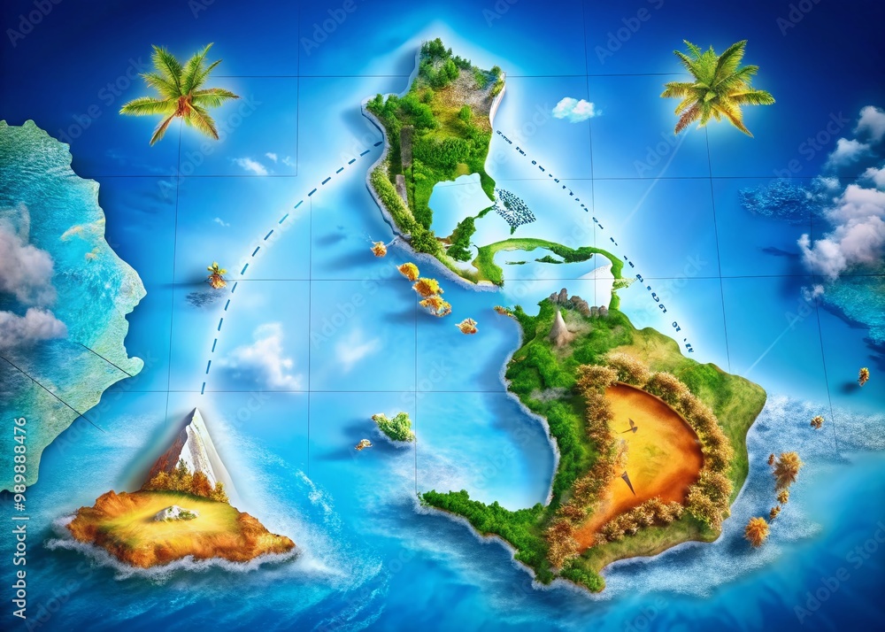 Detailed Map of the Polynesian Triangle Highlighting Islands and ...