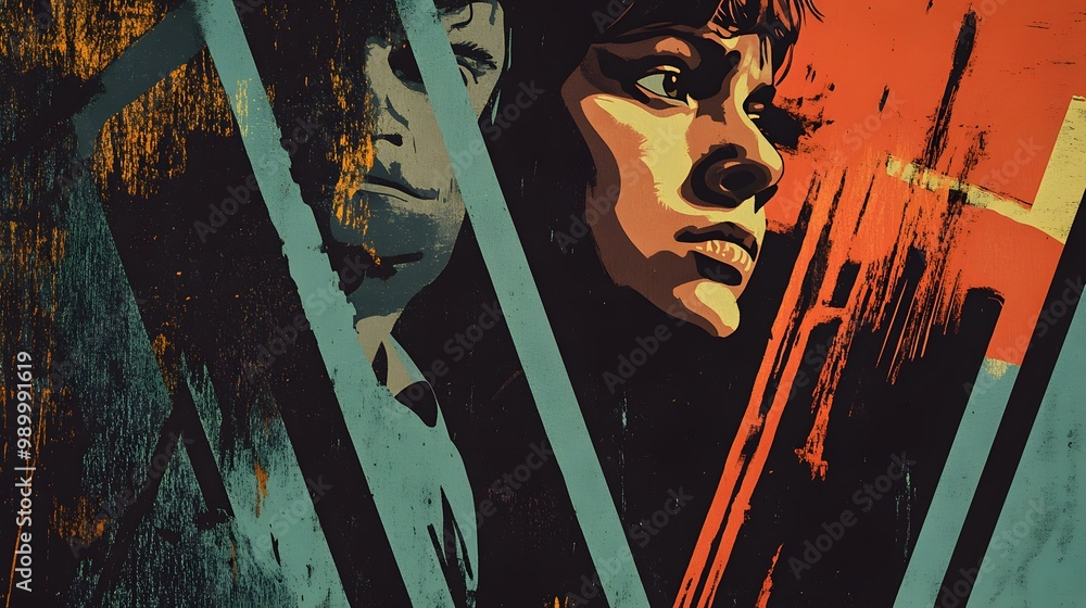 Hyper-realistic 2D vintage movie poster with bold colors, detailed ...