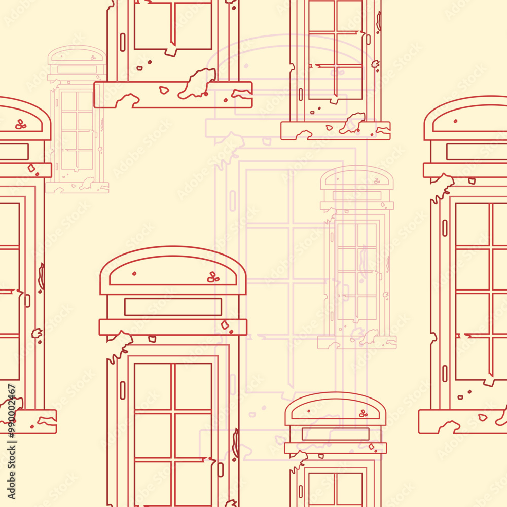 Editable Front View Red Typical Traditional English Telephone Booth in ...