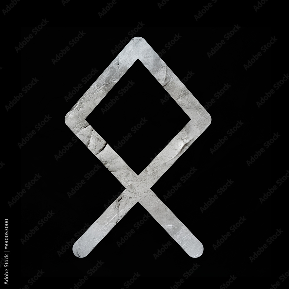 Futhark runic letter othala symbol for heritage in silver with ...