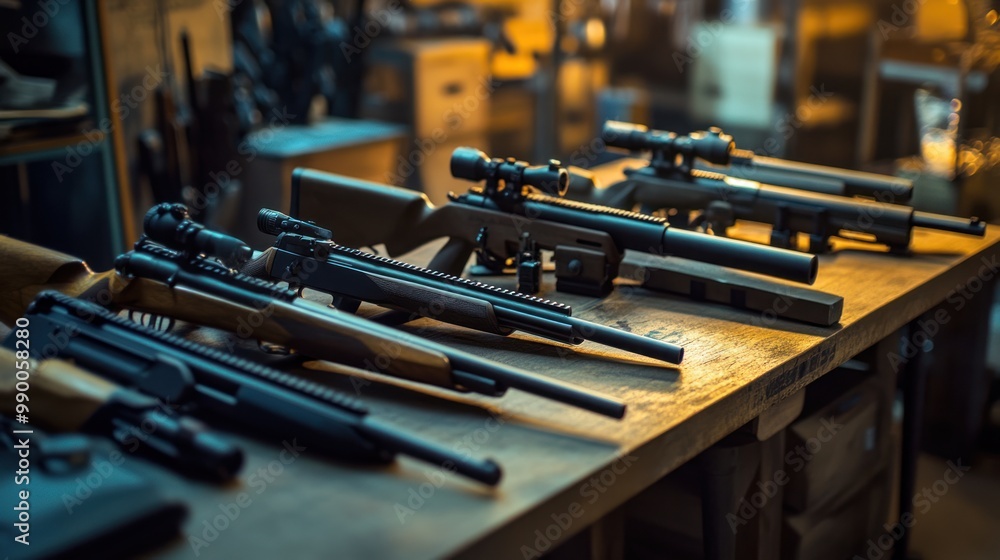 Small arms factory producing pistols, rifles, and submachine guns, with ...