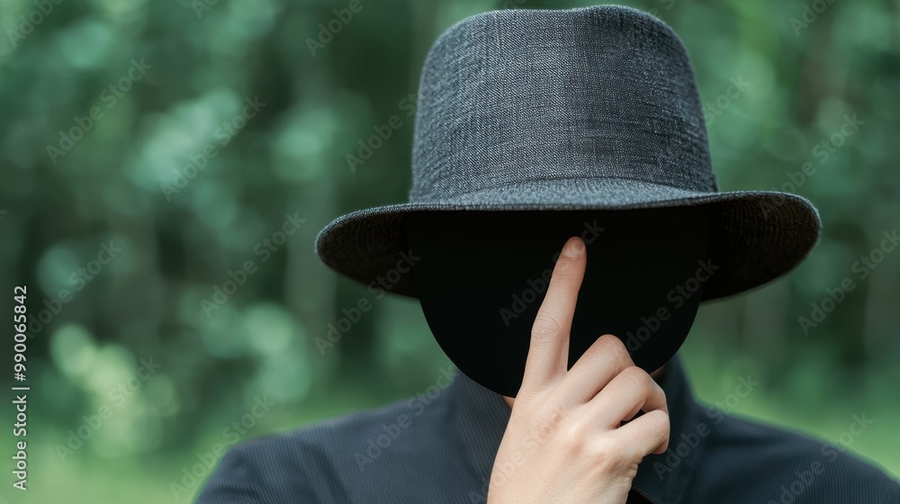 Mysterious figure with hidden face making shushing gesture A faceless ...