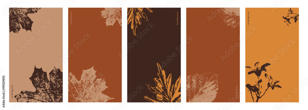 Set of autumn backgrounds for Instagram stories templates in brown ...
