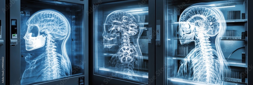 X-ray of a complex vending machine revealing its inner workings ...