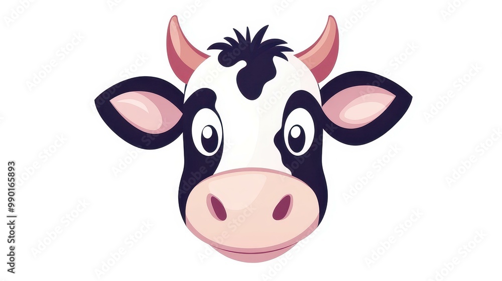 A cute cartoon cow face design, perfect for adding a touch of farm ...