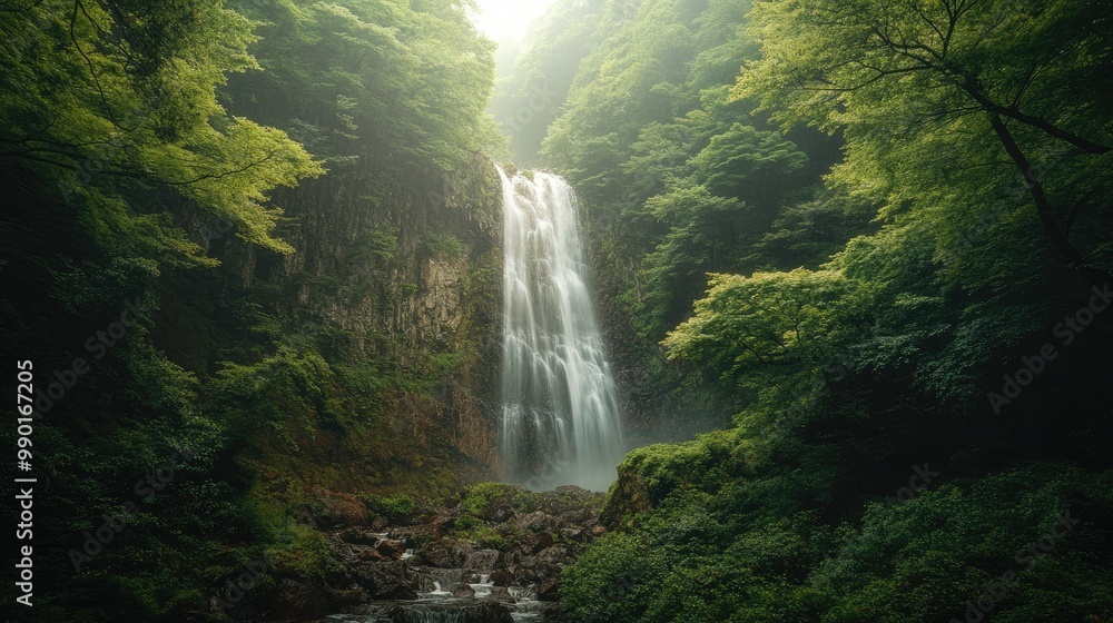 Captivating view of Sarubo Falls in Hyogo, Japan, with the waterfall ...
