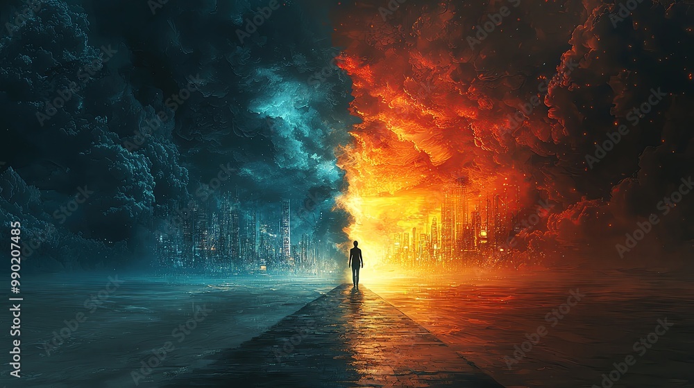 good and bad determination A captivating scene of contrasts, depicting ...