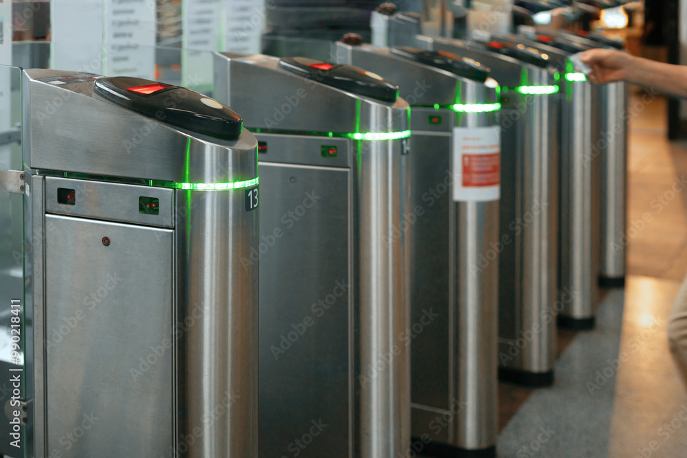 Automatic access control. Access system. Automatic turnstile with ...