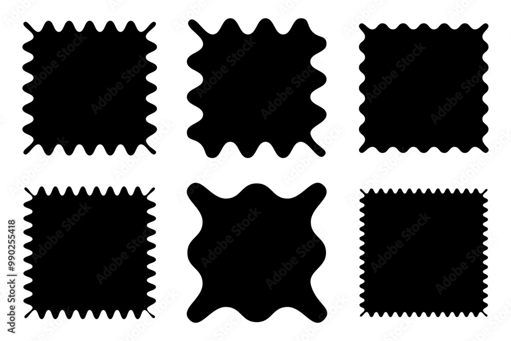 Scallop frame set. Different wavy shapes with squiggly edge border. Zig ...