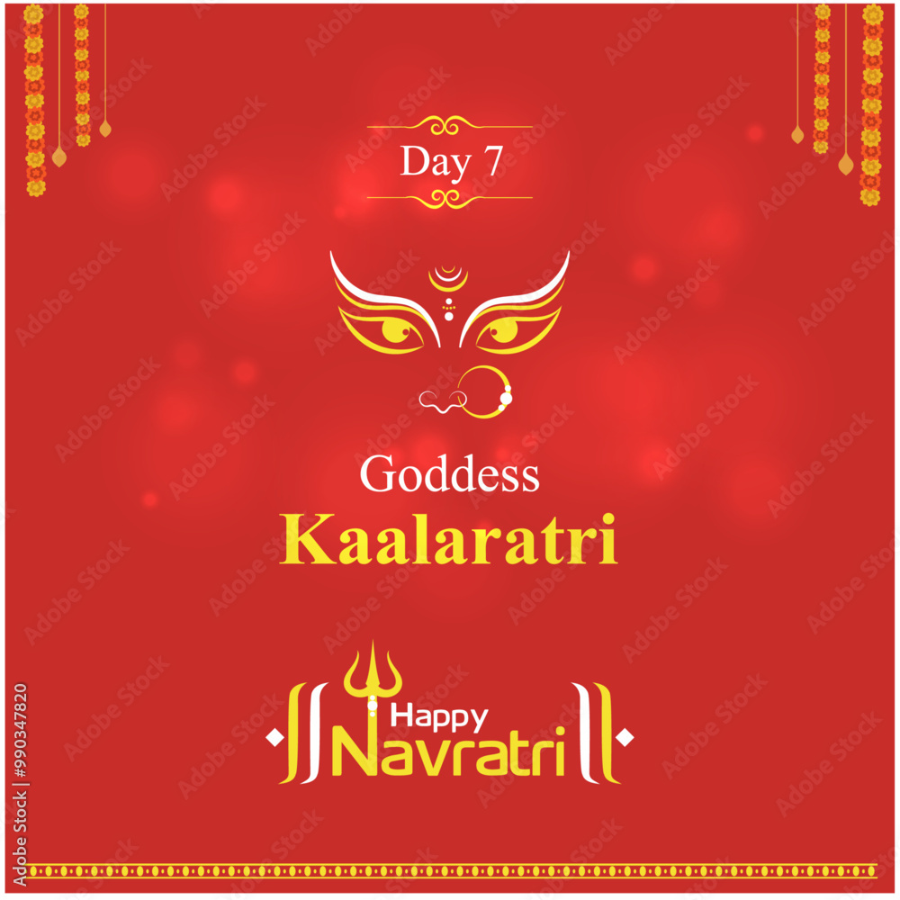 9 Days of Navratri Goddess Durga Avatars Wishes Set. Design Templates ...