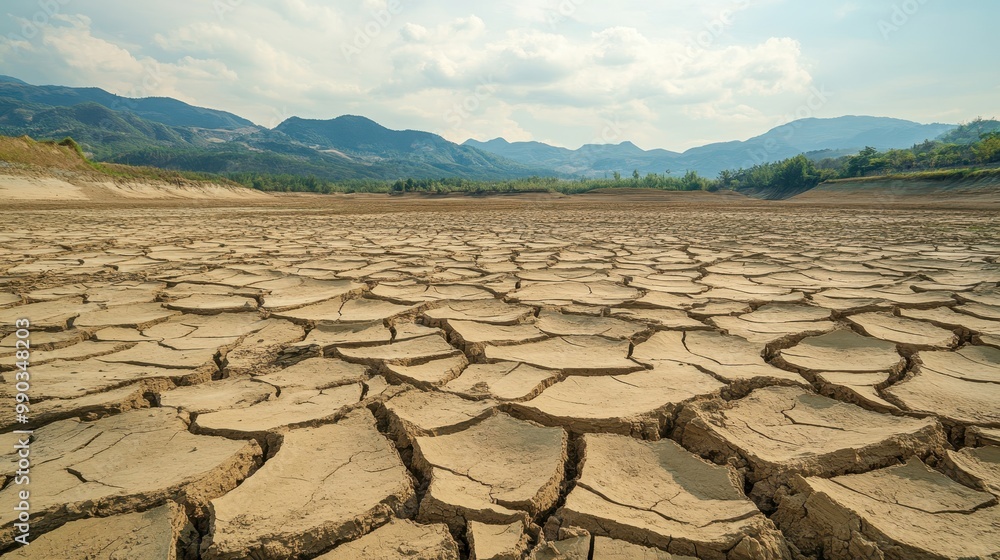 The cracked lakebed reveals the devastating impact of prolonged drought ...