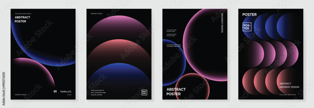 Modern gradient poster background vector set. Minimalist style cover ...
