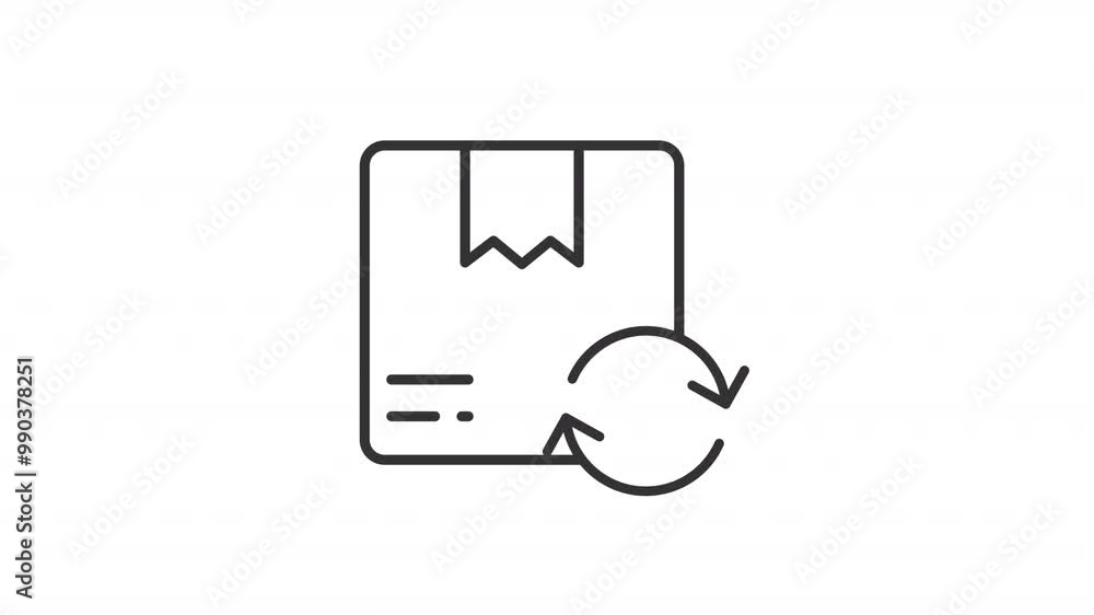 Package return line animation. Exchange parcel animated icon. Moving ...