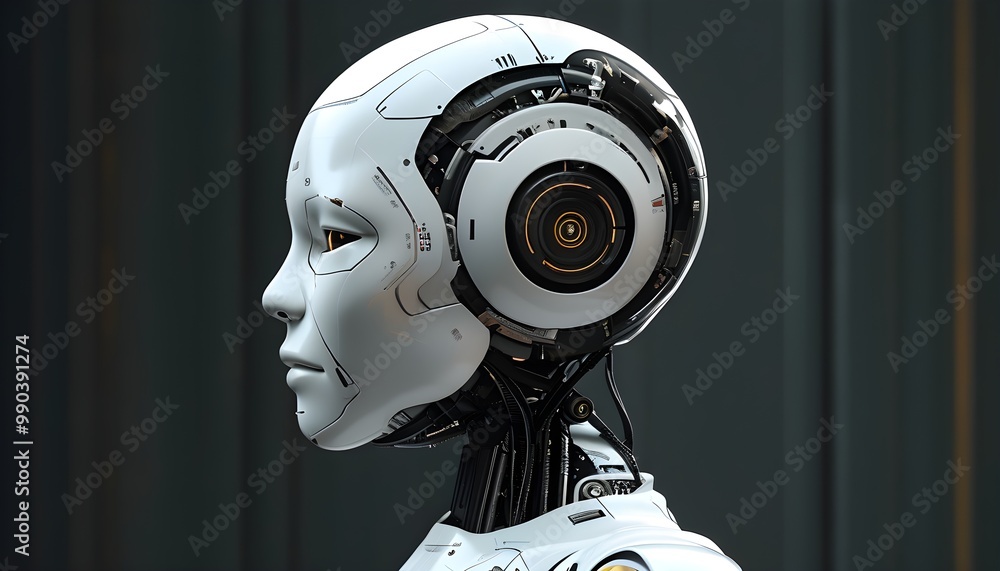 Intricate design of a humanoid robot head showcasing advanced ...
