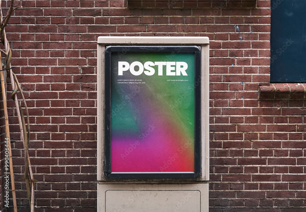 Mockup Of Vertical Customizable Poster On Brick Wall Stock Template ...