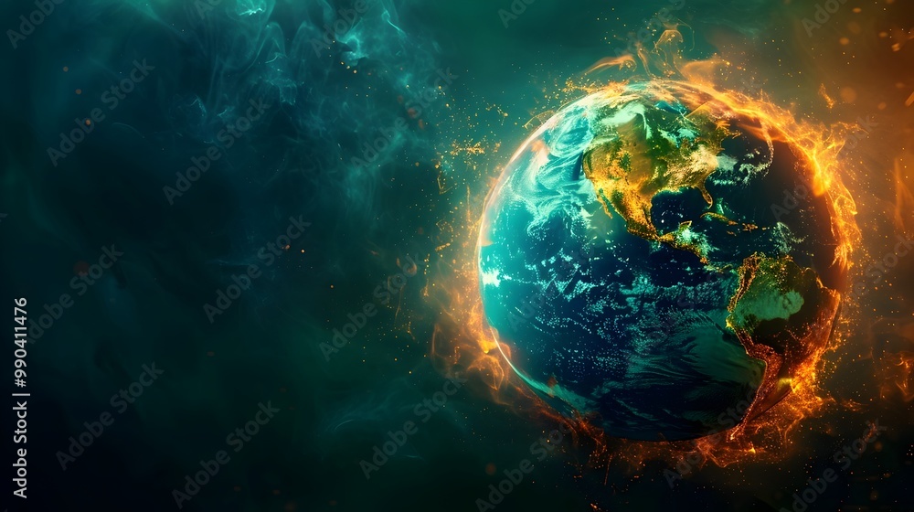 Holographic Projection of Earth Showing Global Warming Heat Maps and ...