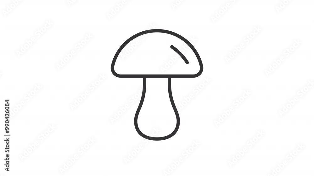 Animated mushroom icon. Bouncing fungus line animation. Natural food ...