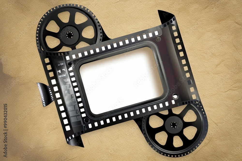 Vintage Film Roll Frame Design Featuring Open Real Estate in Textured ...