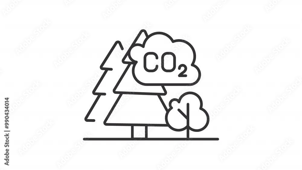 Forest carbon line animation. Animated co2 icon. Carbon dioxide ...