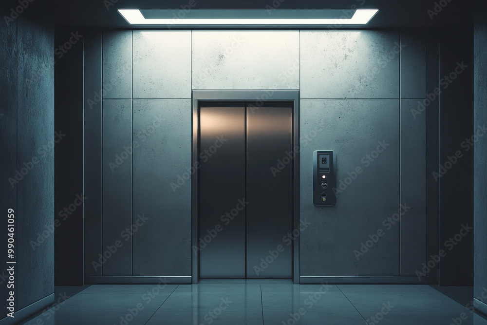 Luxury elevator lobby, marble flooring, chandelier lighting, opulent ...