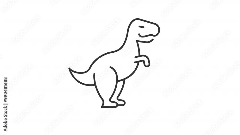 Animated dinosaur icon. T-rex line animation. Tyrannosaurus rex ...