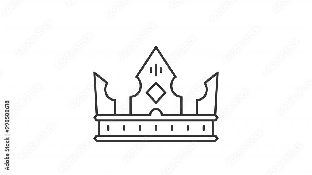Animated crown icon. Royalty symbol line animation. King or Queen ...