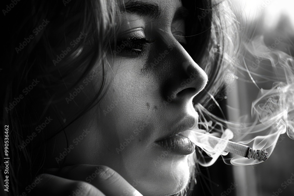 Person Smoking. Woman Smoking a Cigarette - Unhealthy Habit and ...