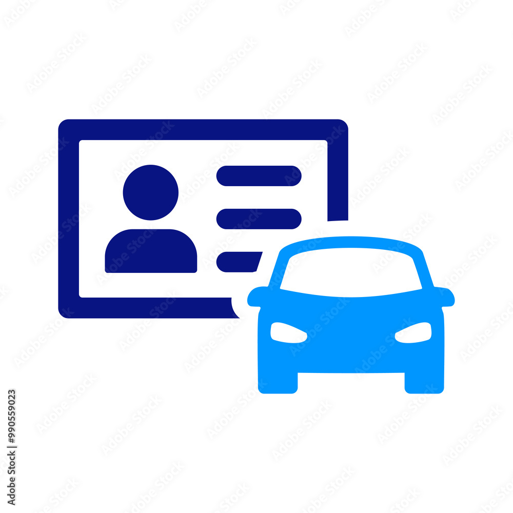 Driver’s license icon with a car, representing secure identity ...