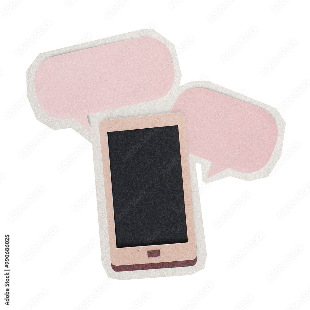 Png smartphone messages notification sticker, paper cut on transparent ...