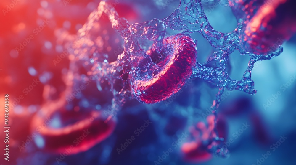 Red Blood Cells Suspended in a Stream of Blue Water Stock Illustration ...