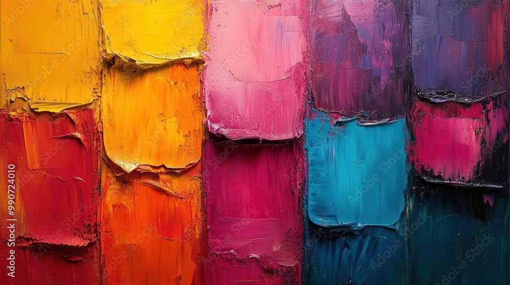 abstract expressionist painting with bold impasto brushstrokes in ...