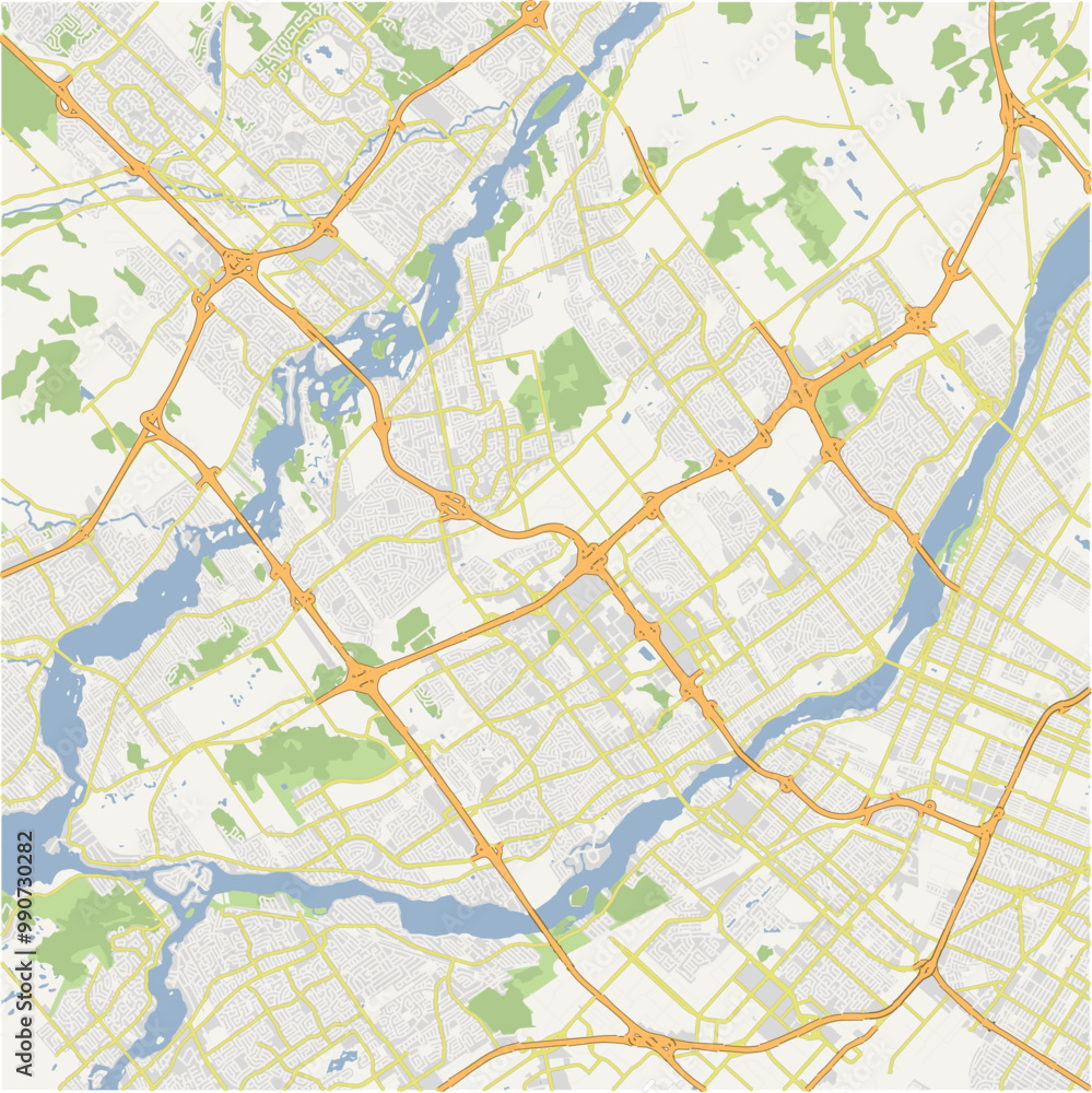 Map of Laval in Canada in a normal road map style. Contains layered ...