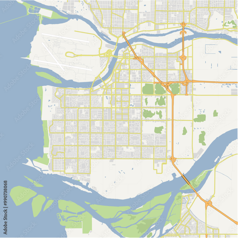 Map of Richmond in Canada in a normal road map style. Contains layered ...