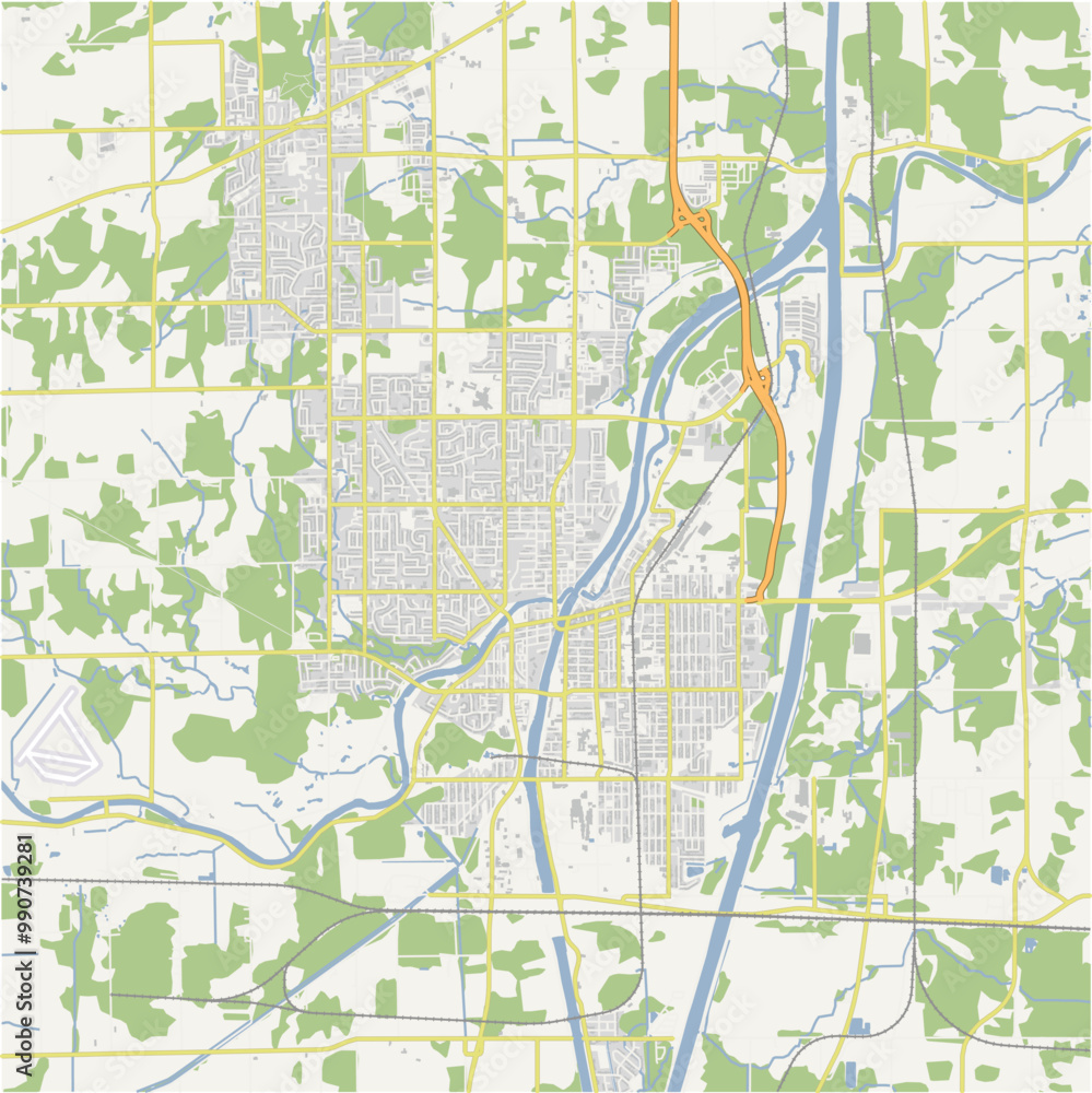 Map of Welland in Canada in a normal road map style. Contains layered ...