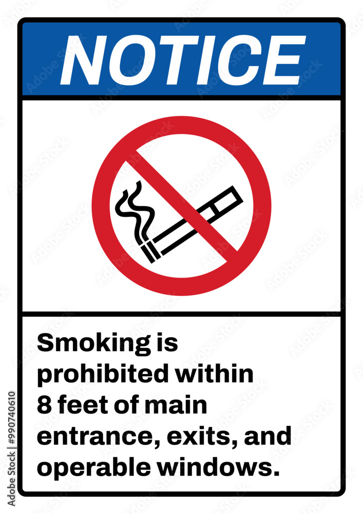 ANSI notice safety signs_smoking is prohibited within 8 feet of the ...
