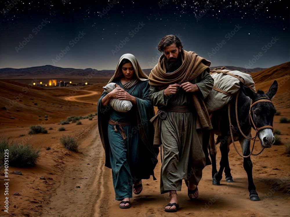 Gospel Images from the Bible NT - Joseph and Mary flee from Bethlehem ...