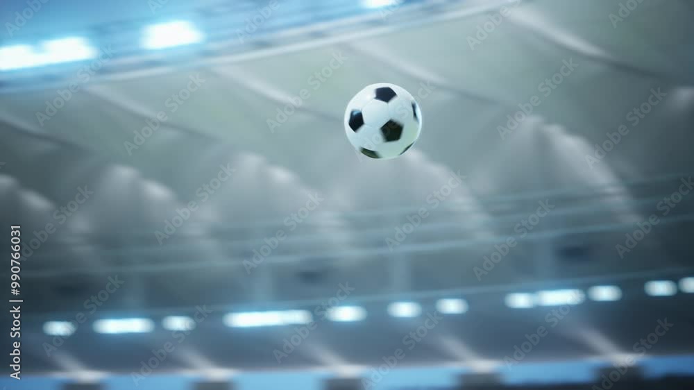 Realistic 3D Animation of a Soccer Ball Flying Across Stadium Field ...