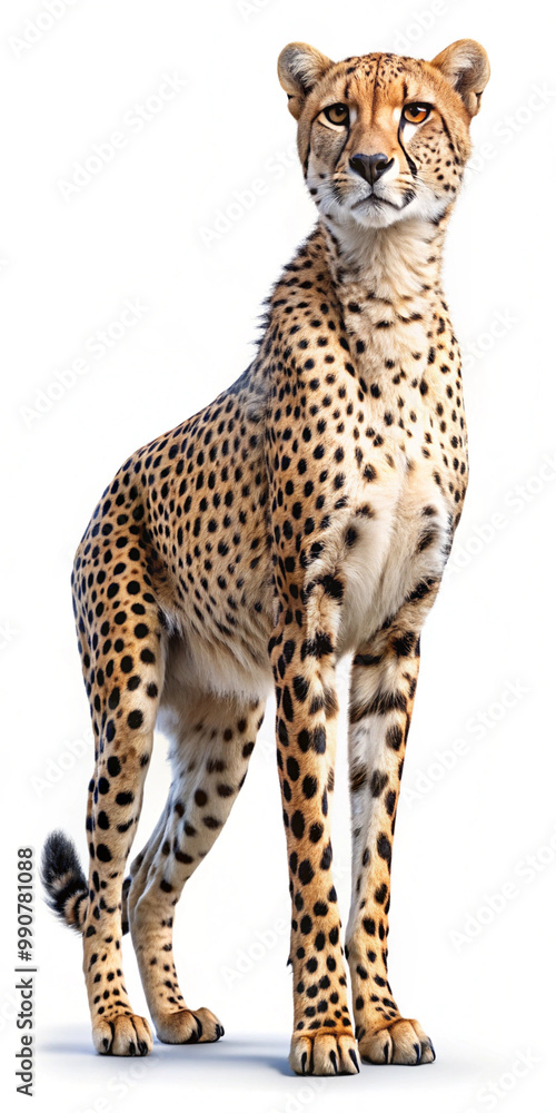 A hyper-realistic full-body illustration of a cheetah in side view ...