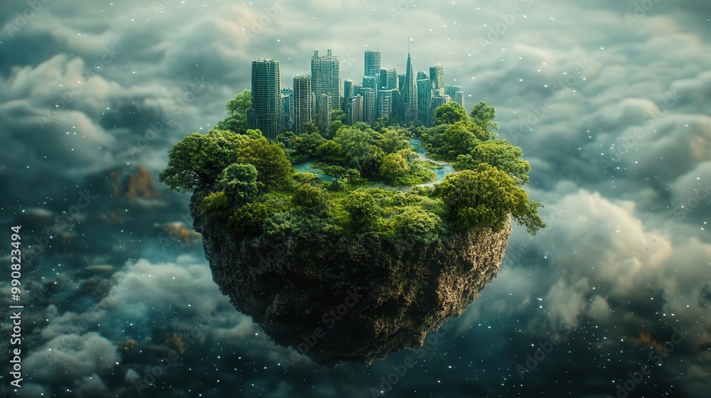miniature ecoworld tiny lush green planet with diverse ecosystems ...