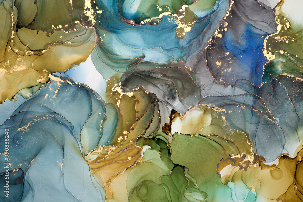Natural luxury abstract fluid art painting in liquid ink technique ...