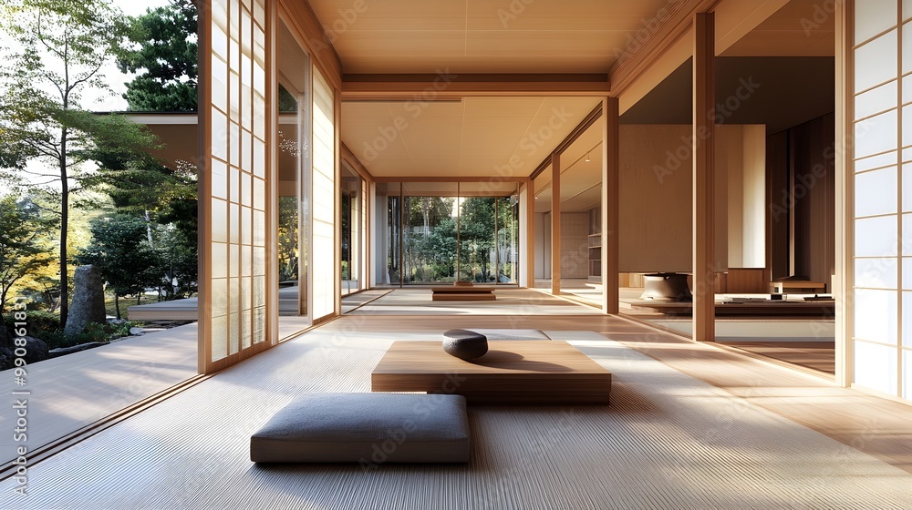 Photograph of a modern Japanese style home featuring a minimalist ...
