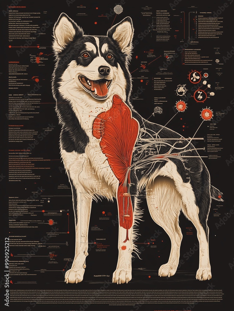 an educational poster for World Rabies Day showing the anatomy of a dog ...