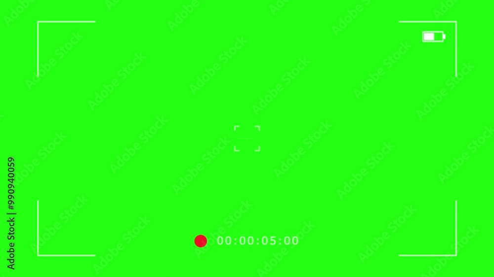 Camera recording screen overlay on green background, mirrorless cam ...