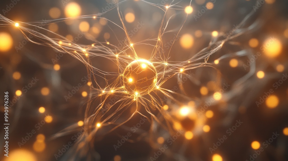 An Abstract Design Of Neural Network Algorithms Visualized As A 3d Network Of Light Nodes And
