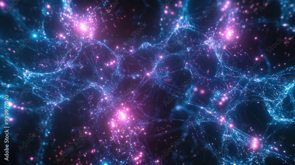An abstract visualization of quantum computing with interconnected ...