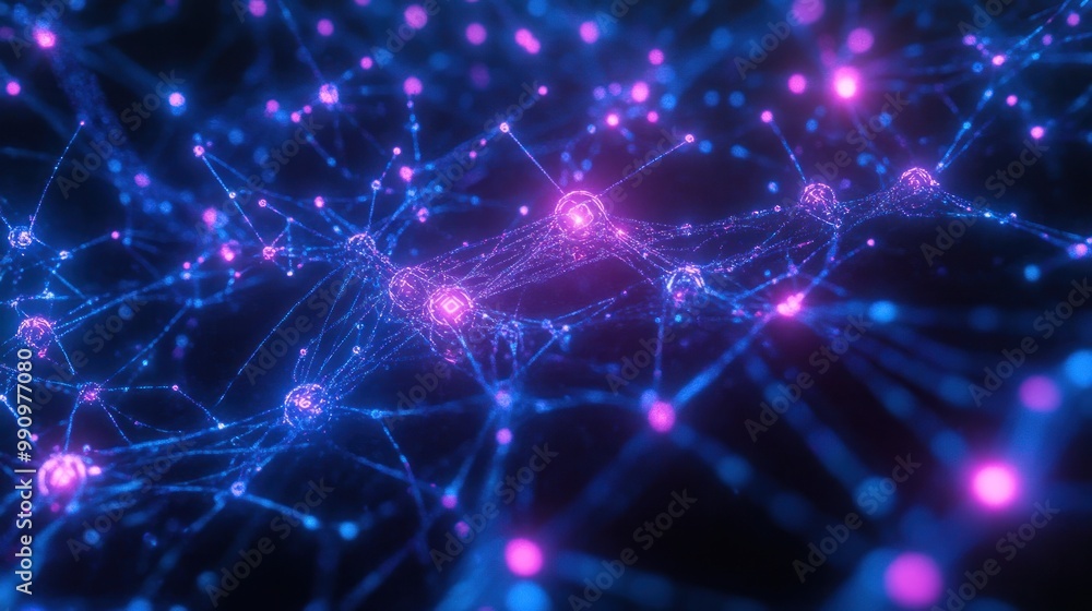 An abstract visualization of quantum computing with interconnected ...