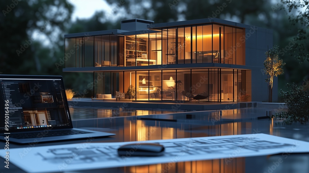 A detailed architectural model of the modern house, showcasing its ...