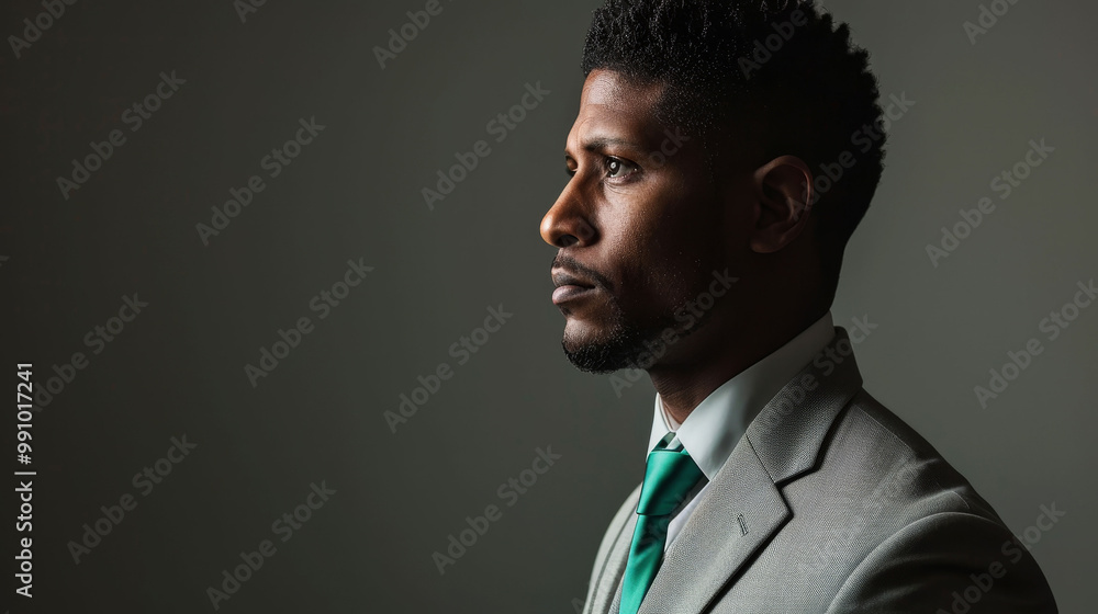 Elegant man in his 40s with a sleek hairstyle and business attire ...